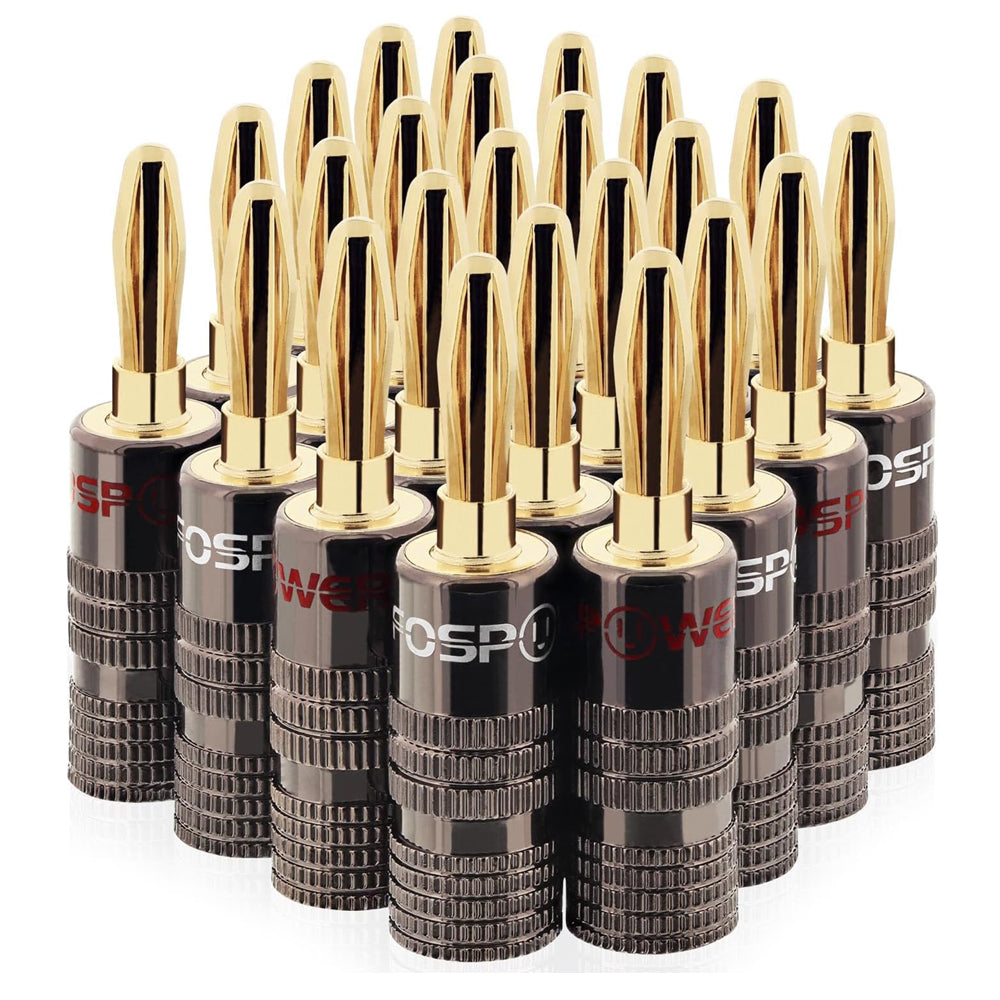 FosPower 24K Gold Plated Banana Plugs 12 Pairs for Speaker Wire