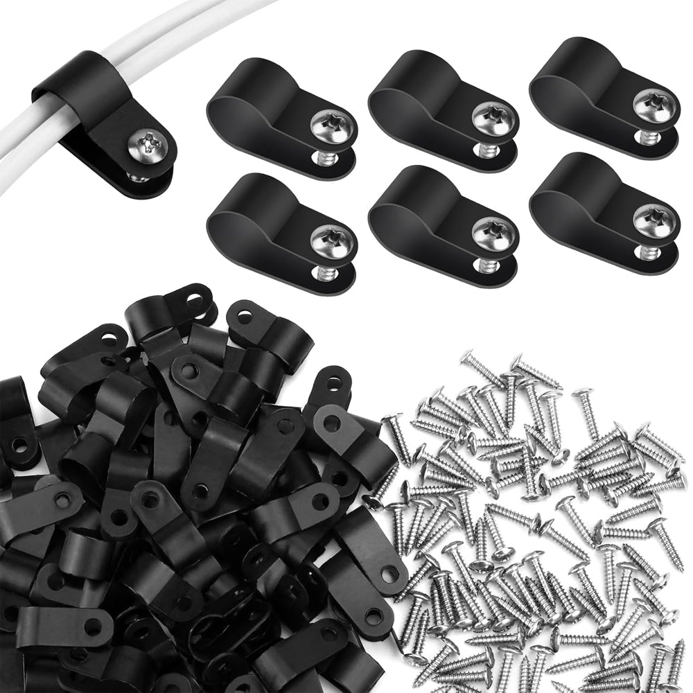Aroidful 100pcs 1/2 Inch R-Type Cable Clips Nylon Rope Light Mounting